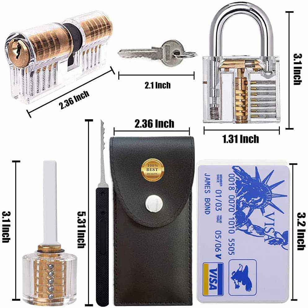 25 Pieces Lock Picking Kit Lock Pick Gun Transparent Training Lock