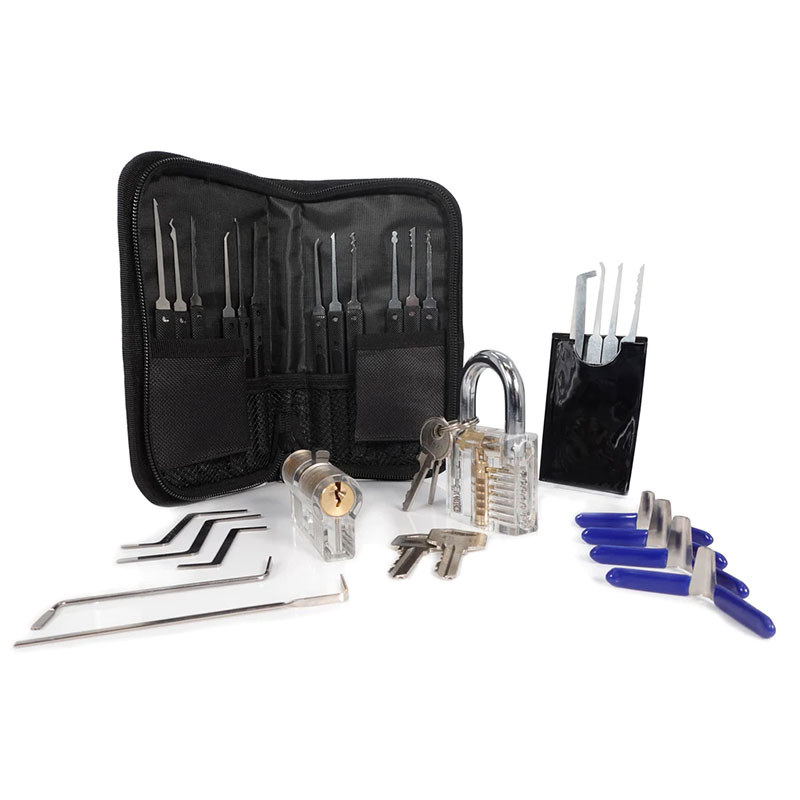27 Pieces Lock Pick Set with 17 Lock Picks, 2 Practice Locks, 4 Padlock Shims, 4 Portable Picks