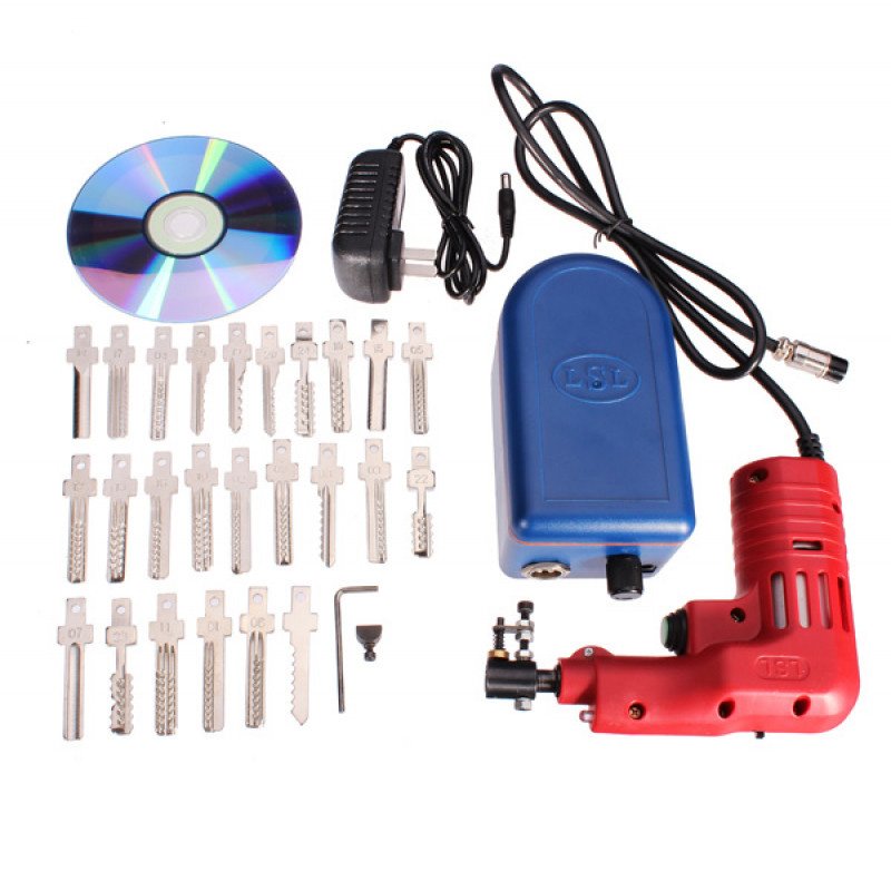 Electric Dimple Lock Pick Bump Gun Set with 25 Needles, Locksmith Tool ...