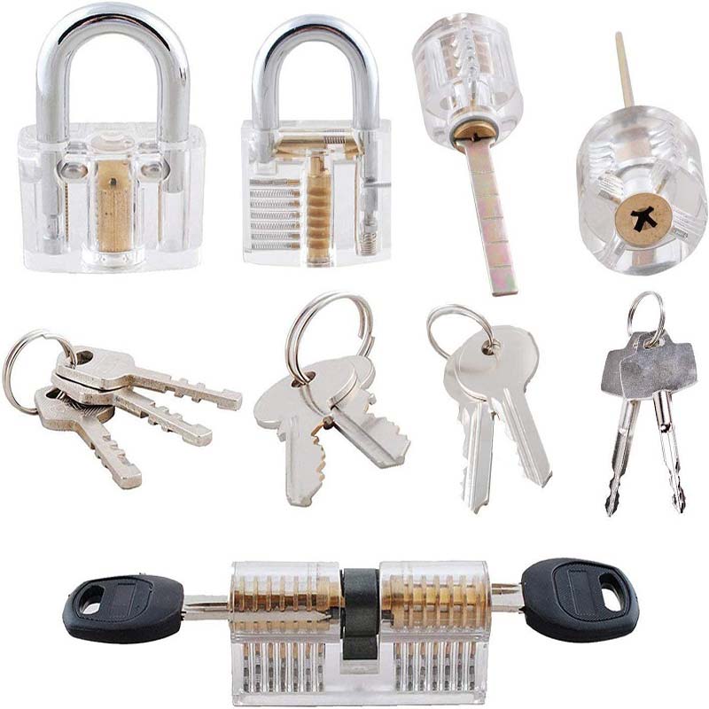 20 Pieces Lock Picking Tool Set with 5 Pieces Transparent Practice ...