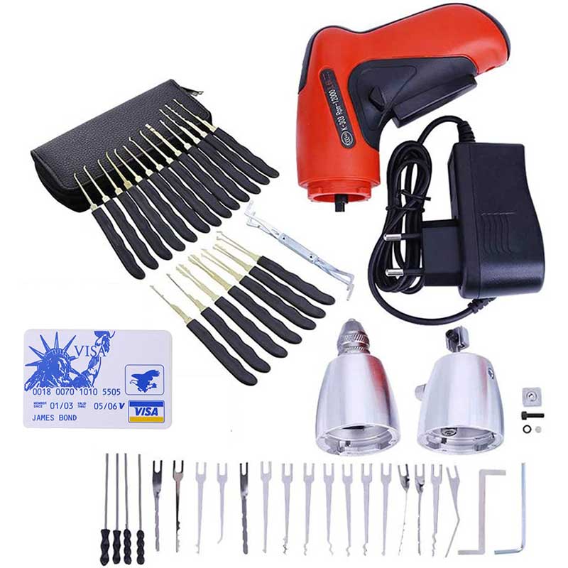 Electric Lock Pick Gun with 24 Pieces Lock Picking Tools Set and 5 Pieces Credit Card Lock Pick Set