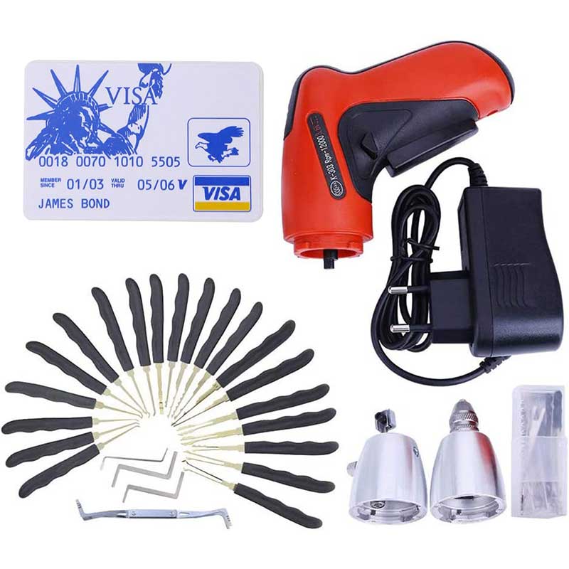 Electric Lock Pick Gun with 24 Pieces Lock Picking Tools Set and 5 Pieces Credit Card Lock Pick Set