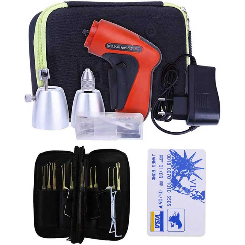 Electric Lock Pick Gun with 24 Pieces Lock Picking Tools Set and 5 Pieces Credit Card Lock Pick Set