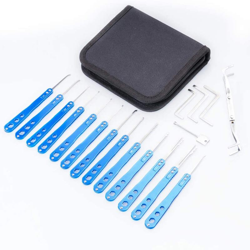 18 Pieces Lock Picking Tool Set with 2 Pieces Transparent Practice Lock
