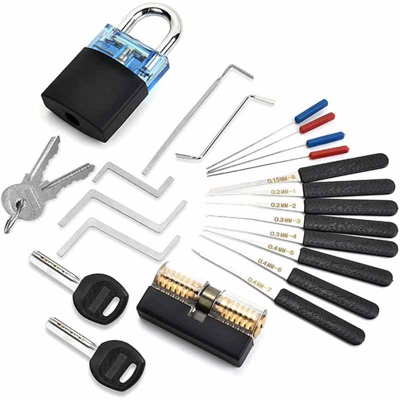 12 Pieces Broken Key Extractor Remove Hooks Set with 5 Pieces Tension Wrench and 2 Pieces ...
