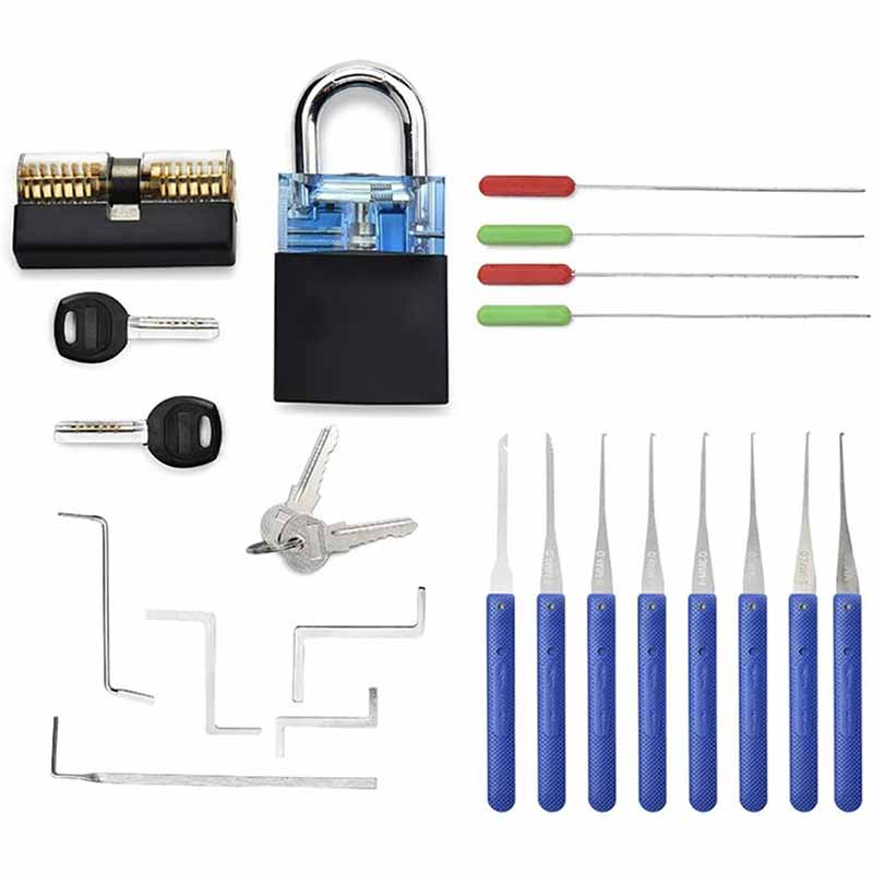 12 Pieces Broken Key Extractor Remove Hooks Set with 5 Pieces Tension Wrench and 2 Pieces ...