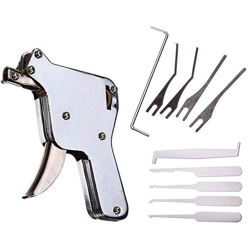 Lock Pick Gun with Credit Card Lock Pick Kit and Blue Transparent Practice Padlock, Locksmith ...
