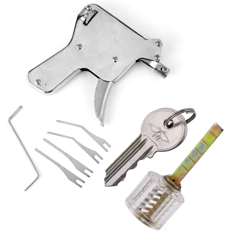 Lock Pick Gun with Transparent Cylinder Practice Lock, Locksmith Tool ...