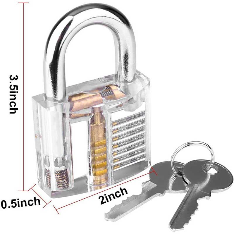17 Pieces Lock Pick Kit with 15 Pieces Lock Picking Tools and 2 Pieces Transparent Practice Locks