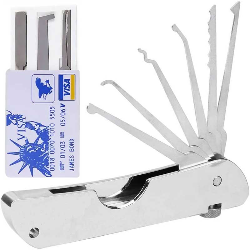Jackknife Pocket Lock Pick Set with Credit Card Lock Pick Tools, Professional Locksmith Tools