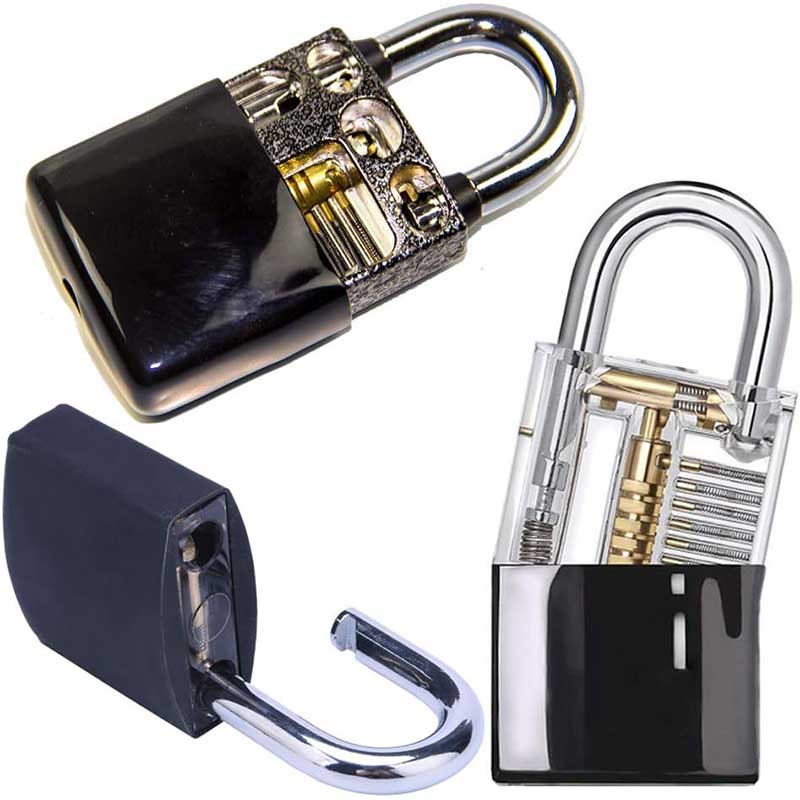 3 Pieces Transparent Practice Padlock Set with Black Lock Cover ...