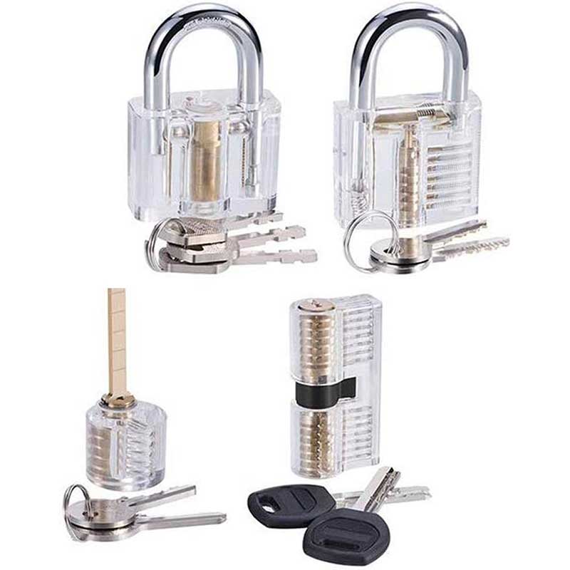 4 Pieces Transparent Practice Locks, Training Tools for Beginners and ...