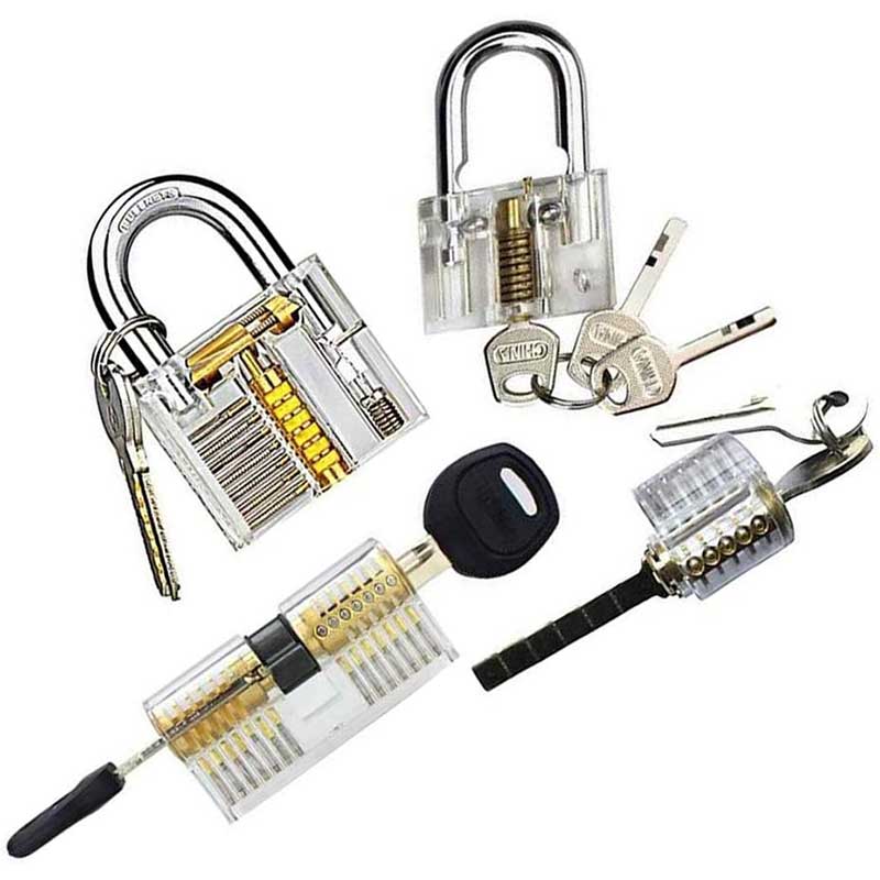 4 Pieces Transparent Practice Locks, Training Tools for Beginners and Locksmiths