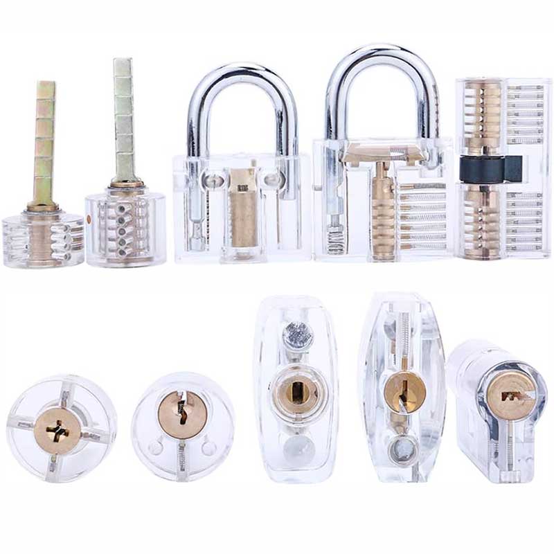 5 Pieces Transparent Training Lock Set, Practice Lock for Beginners and Locksmiths