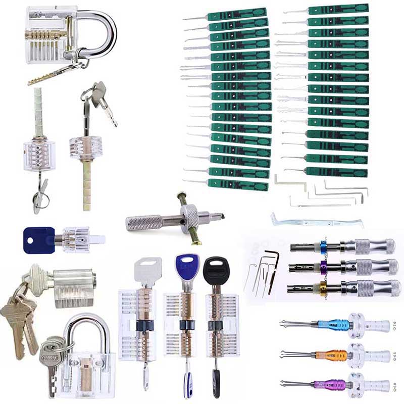32 Pieces Lock Pick Set with 9 Transparent Practice Locks, 3 Cross Lock Picks, 3 Tubular Lock ...