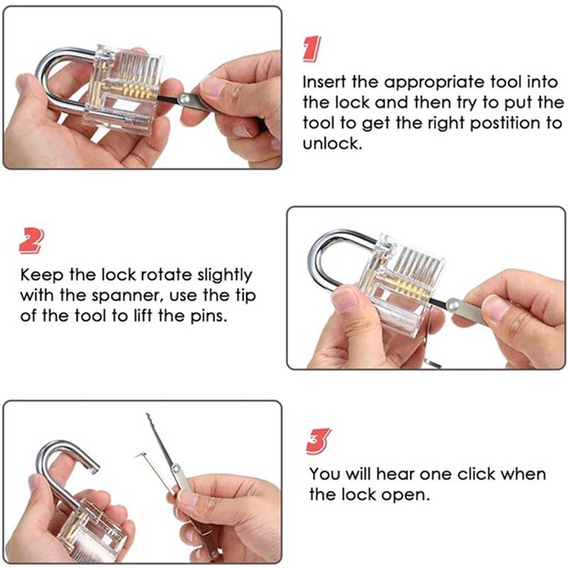 6 Pieces Training Practice Lock Set, Transparent Lock Kit for Locksmiths