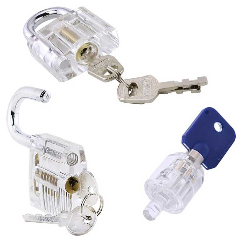9 Pieces Transparent Practice Lock Set for Beginners and Pro Locksmiths