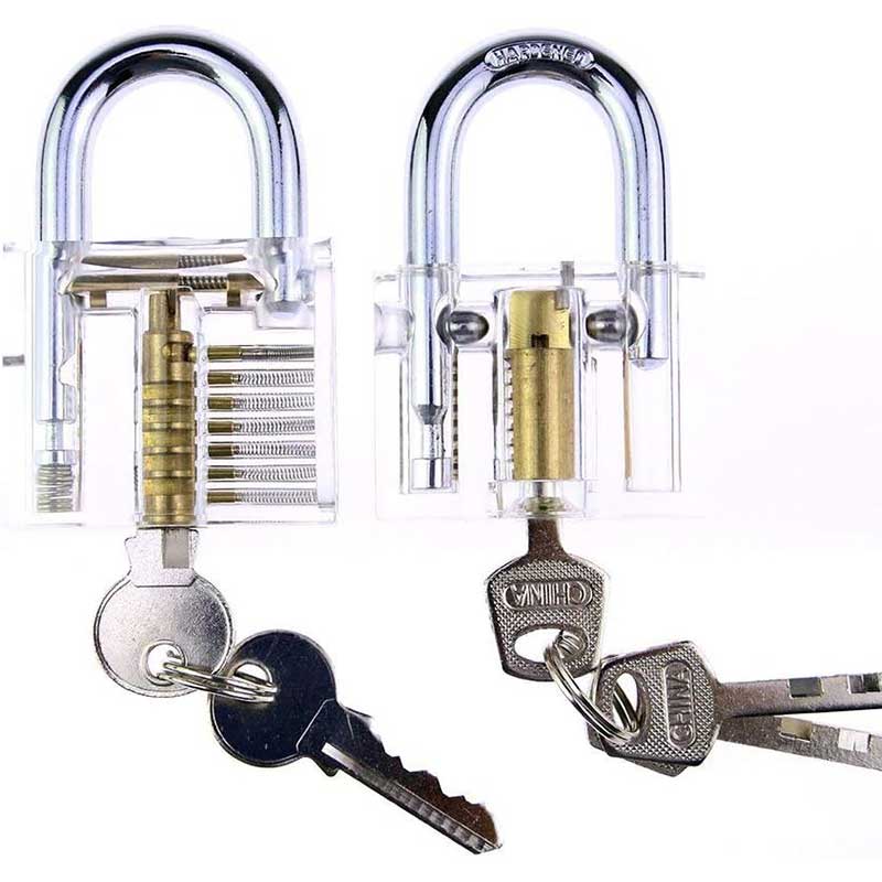 9 Pieces Transparent Practice Lock Set for Beginners and Pro Locksmiths