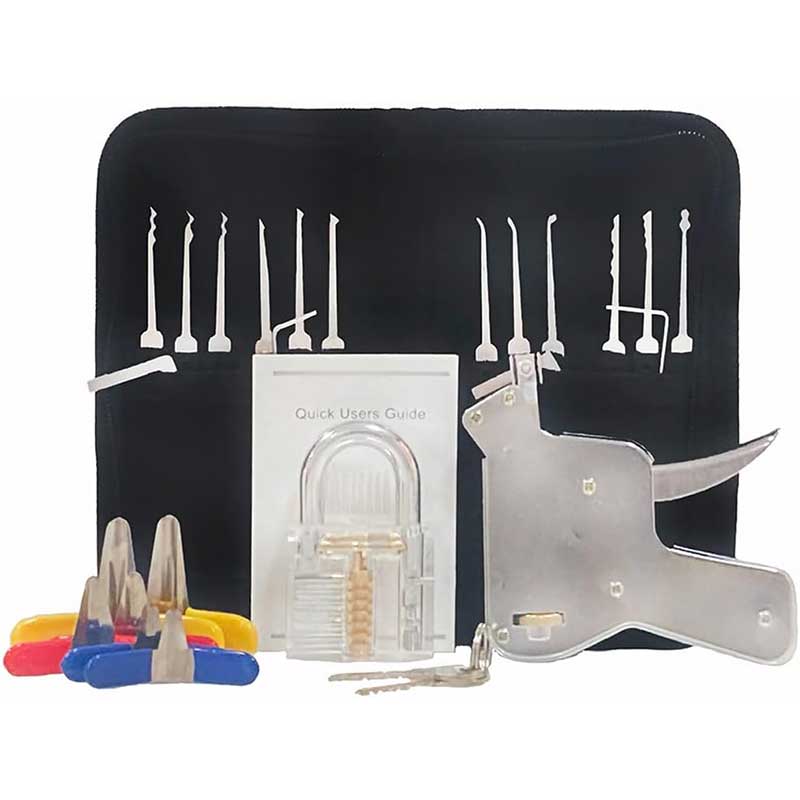 17 Pieces Lock Pick Set with 1 Lock Pick Gun, 1 Transparent Practice ...