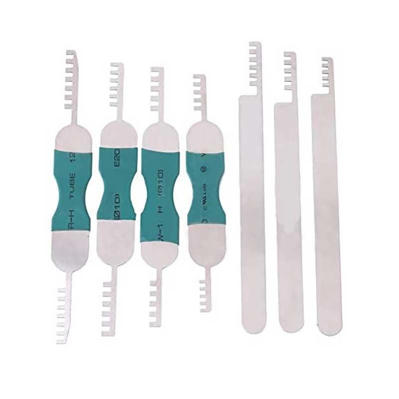 7 Pieces Comb Lock Pick Rake Kit with Transparent Practice Padlock