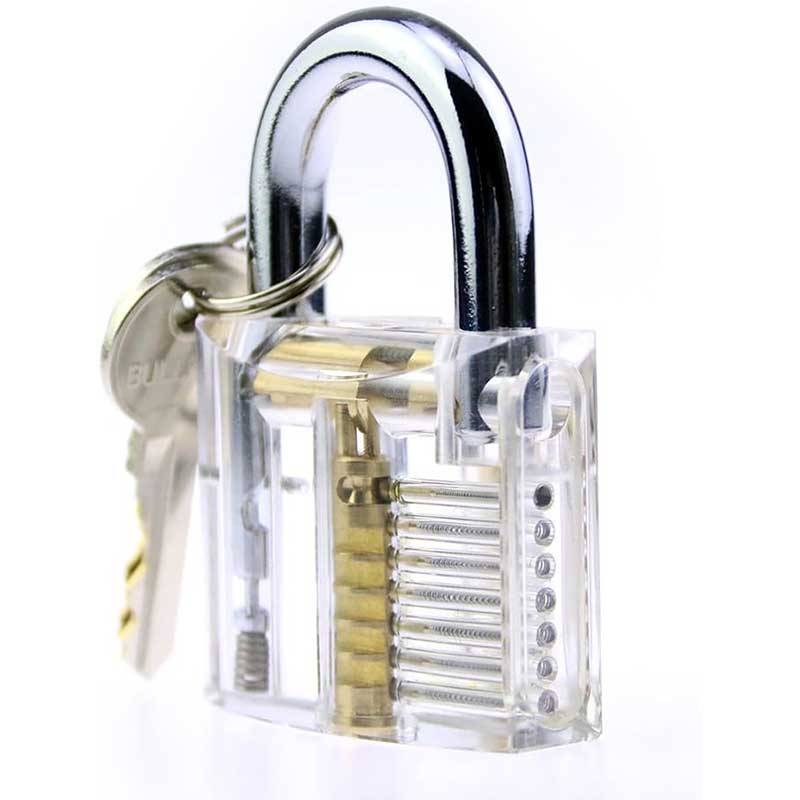 7 Pieces Comb Lock Pick Rake Kit with Transparent Practice Padlock
