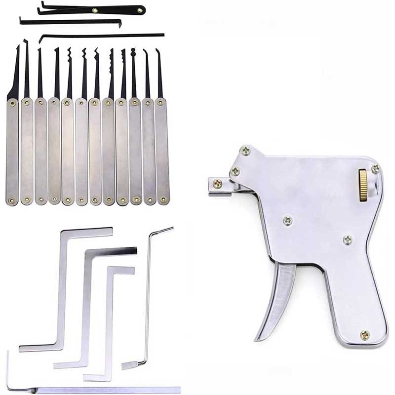 12 Pieces Lock Pick Set with 8 Pieces Tension Wrench Kit, Lock Pick Gun and Transparent Practice ...