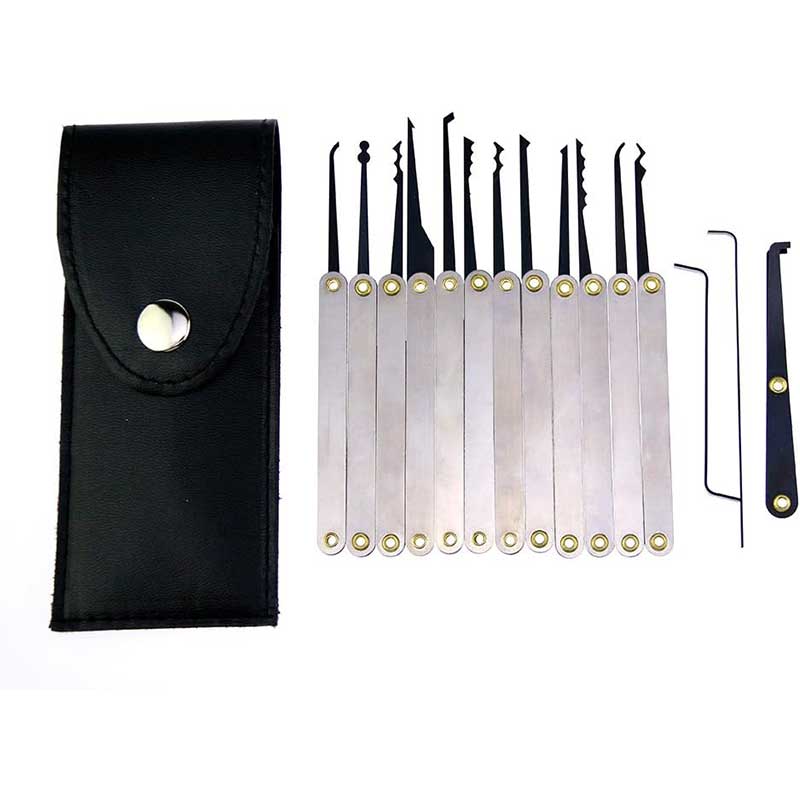 15 Pieces Lock Pick Set with 12 Pieces Broken Key Remove Tool and 7 Pieces Transparent Practice ...