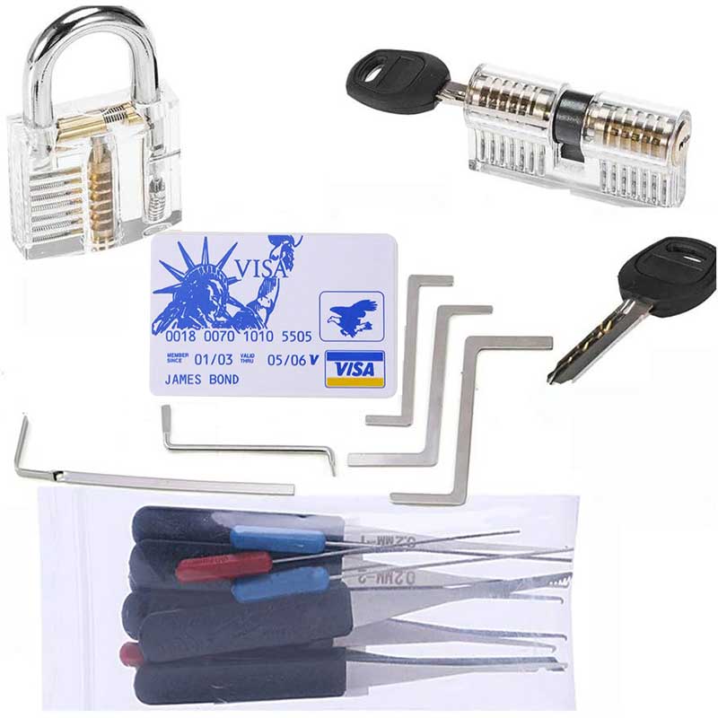 12 Pieces Broken Key Extractor Tools Set with Credit Card Lock Pick Set ...