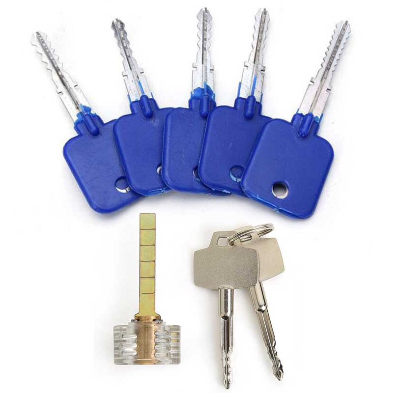 5 Pieces Cross Locks Try-Out Keys Set with Transparent Cross Practice Lock