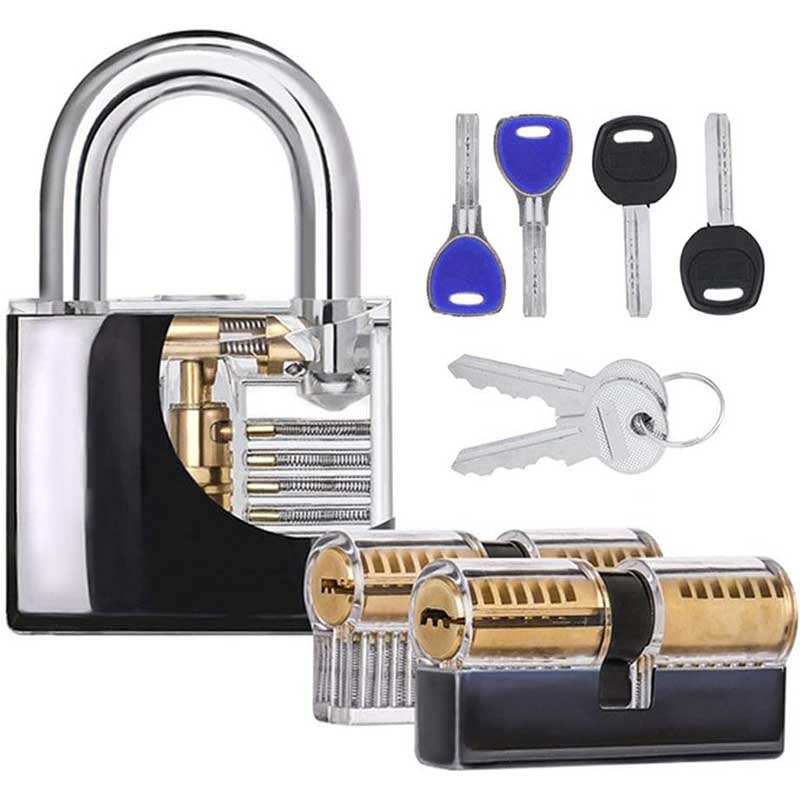 3 Pieces Transparent Practice Lock Set with Black Cover, Practice Tools ...
