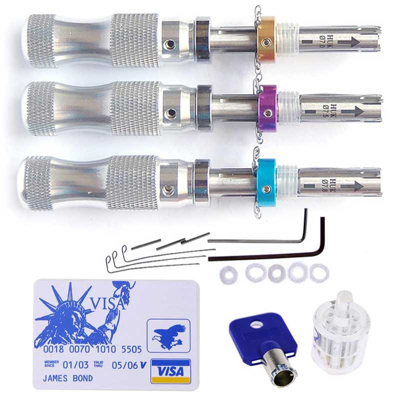 3 Pieces 7 Pin Tubular Lock Pick Kit with 5 Pieces Credit Card Lock ...