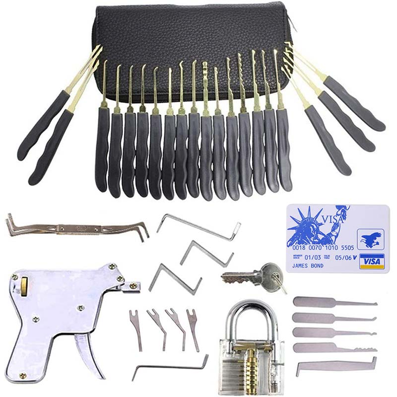 35 Pieces Premium Lock Pick Kit with 24 Pieces Lock Pick Kit, 1 Lock Pick Gun with 4 Picks, 1 ...