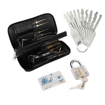 24 Pieces Lock Pick Set with 10 Pieces Car Jiggler Key, 5 Pieces Credit Card Lock Pick Set and ...